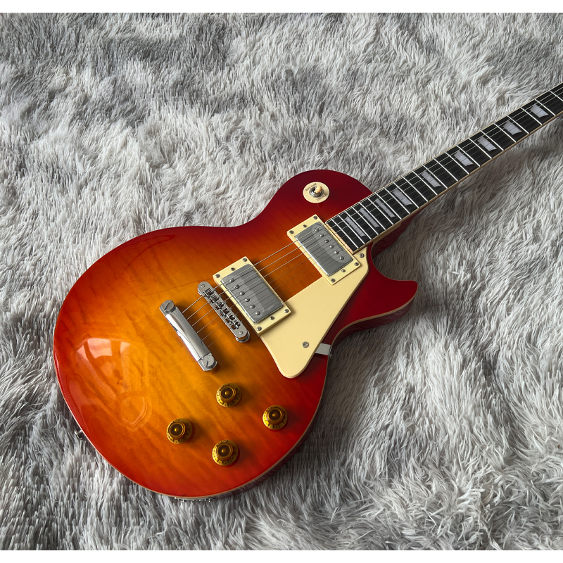 Electric guitar Cherry burst flame top Explorer headstock shape chrome ...